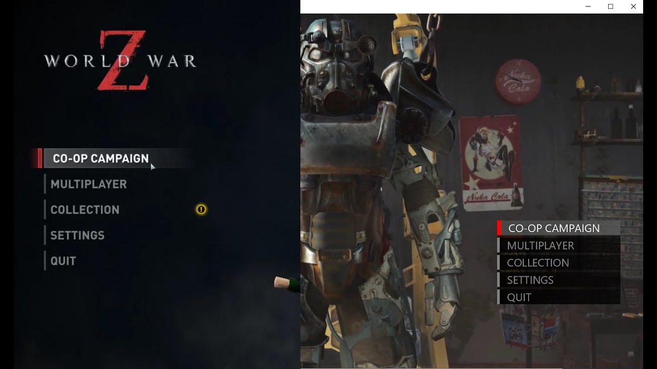 JavaFX Game Menu: World War Z Style on Fallout 4 Background - YouTube