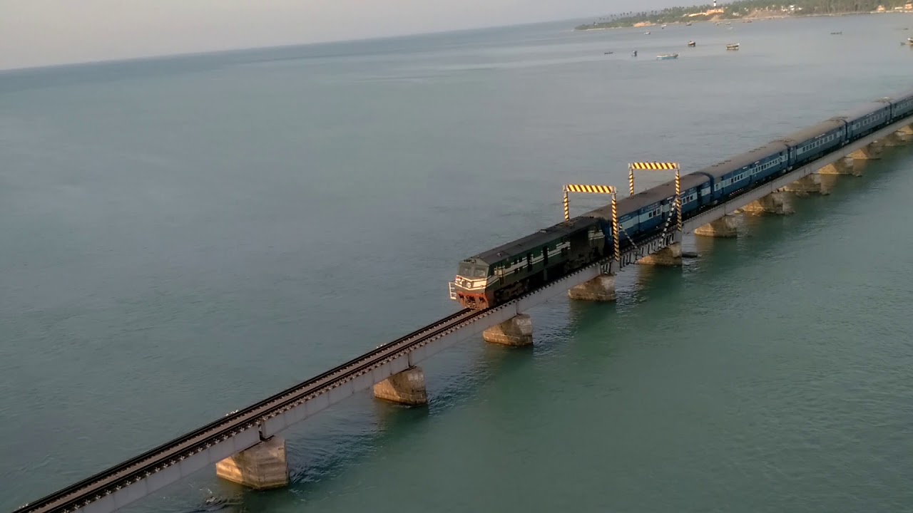 Train crossing Rameshwaram sea bridge #rameshwaram #pamban #railway # ...