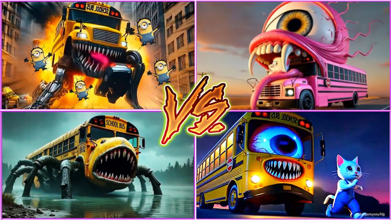 Bus eater EXE🆚Monster Bus🆚School Bus Spider🆚Bus Head Eater🎶Tiles hop ...