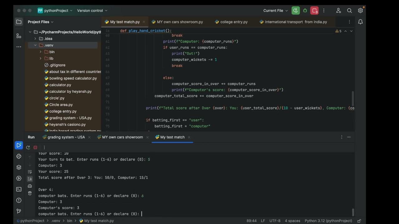 Handcricket in Python - YouTube