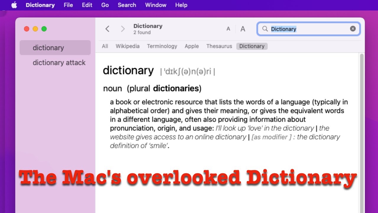 The Mac's overlooked Dictionary - YouTube