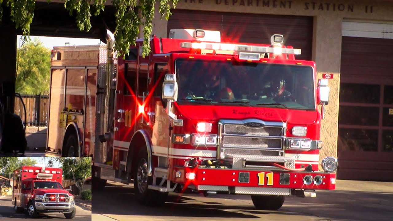 Phoenix Fire Dept. Engine & Rescue 11 responding - YouTube
