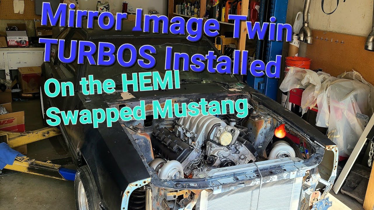 Twin TURBOS on the HEMI swapped Mustang BIG progress! #foxbody #srt # ...