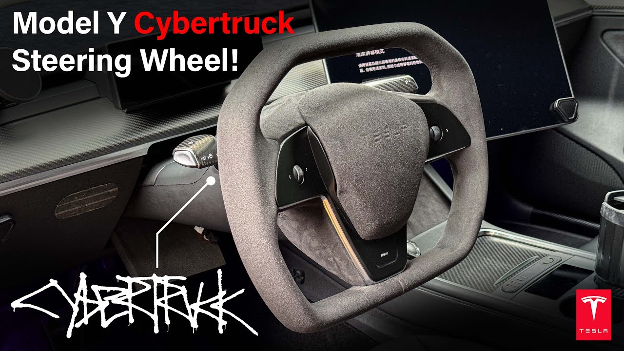 New Model Y/3 Cybertruck Steering Wheel Upgrade! #tesla #cybertruck ...