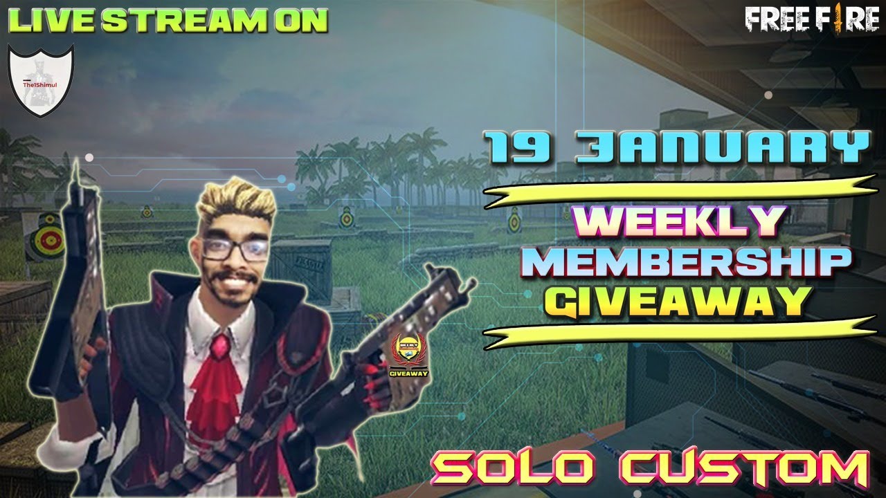 Free Fire Weekly Membership Giveaway || Solo Giveaway Custom On 19 ...