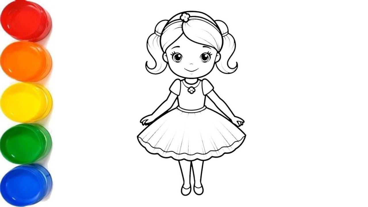 Cute doll drawing | beautiful doll with dress drawing | How to draw ...