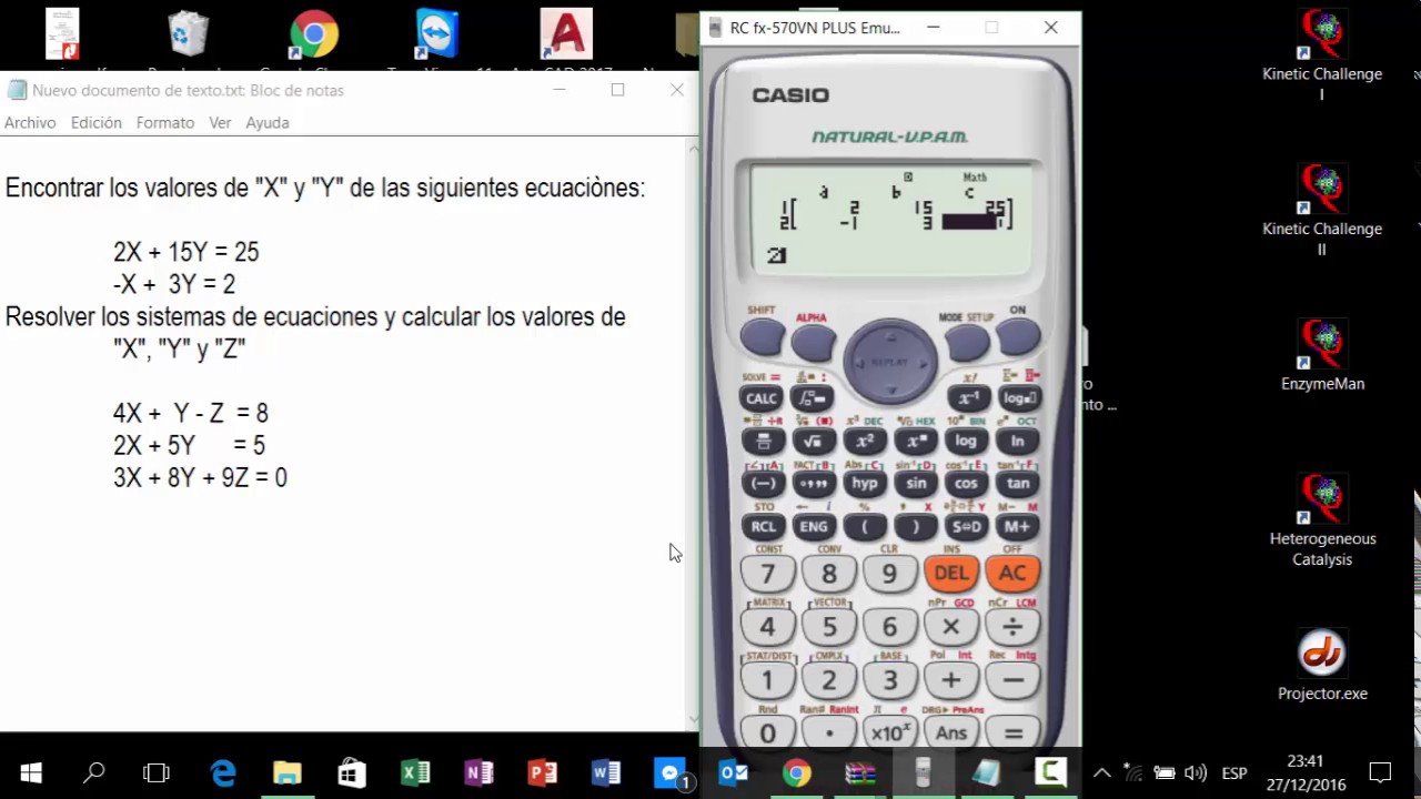 RESOLVER SISTEMAS DE ECUACIONES EN CALCULADORA CASIO fx-570ES/991ES ...