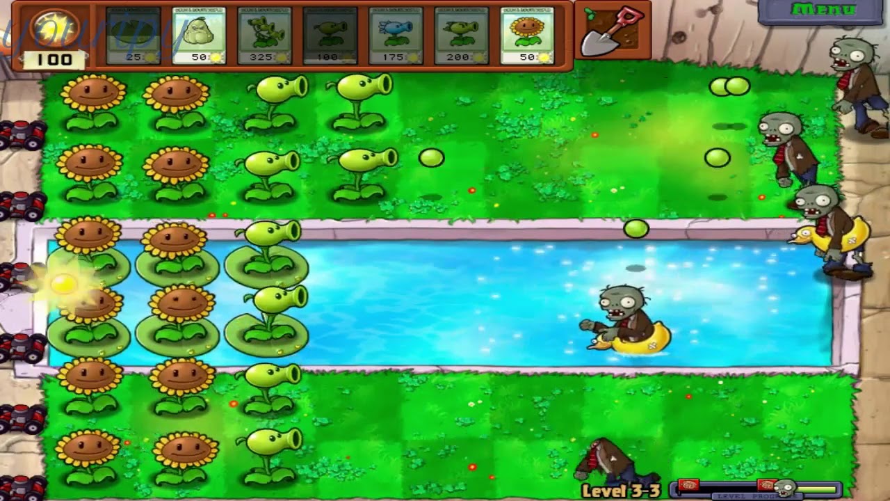 Plants Vs Zombies Level 3-3 - YouTube