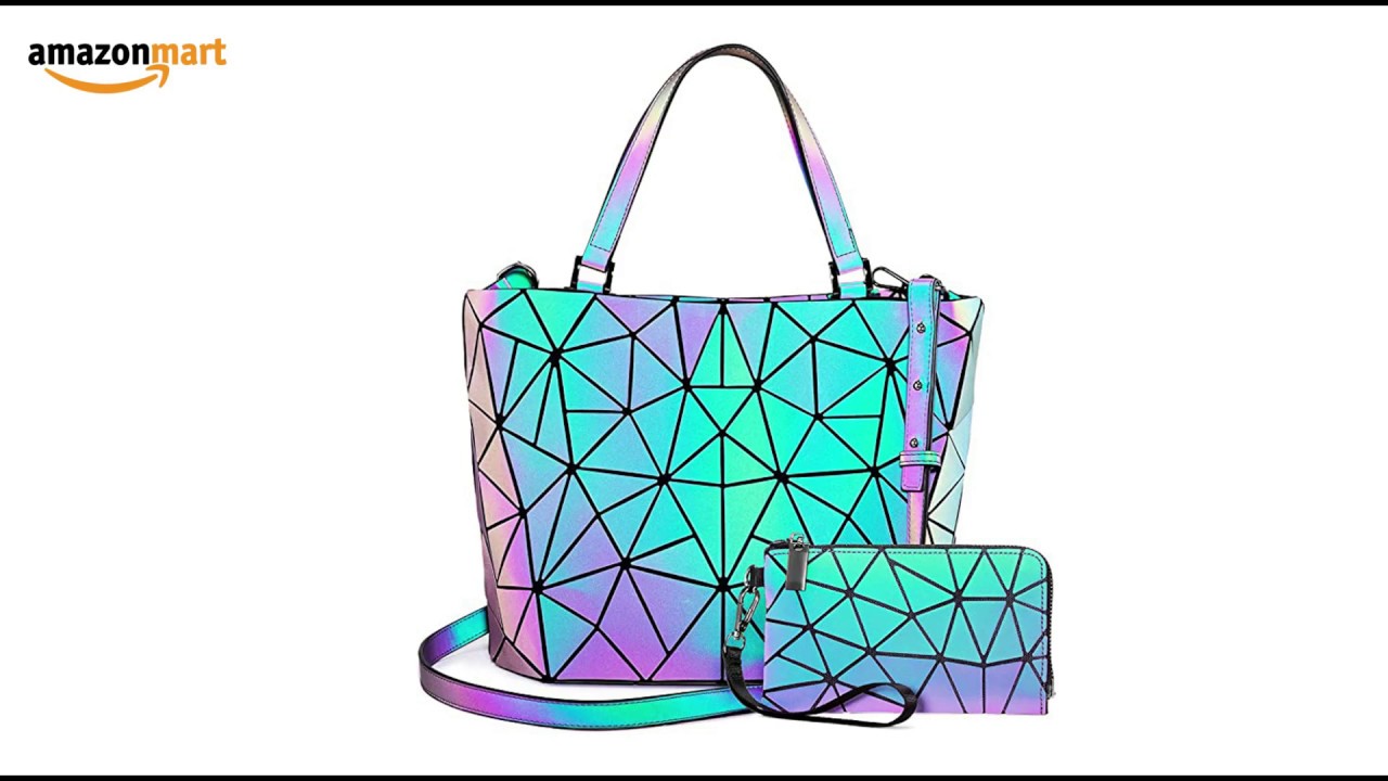 Geometric Luminous Purses and Handbags for Women Holographic Reflective ...