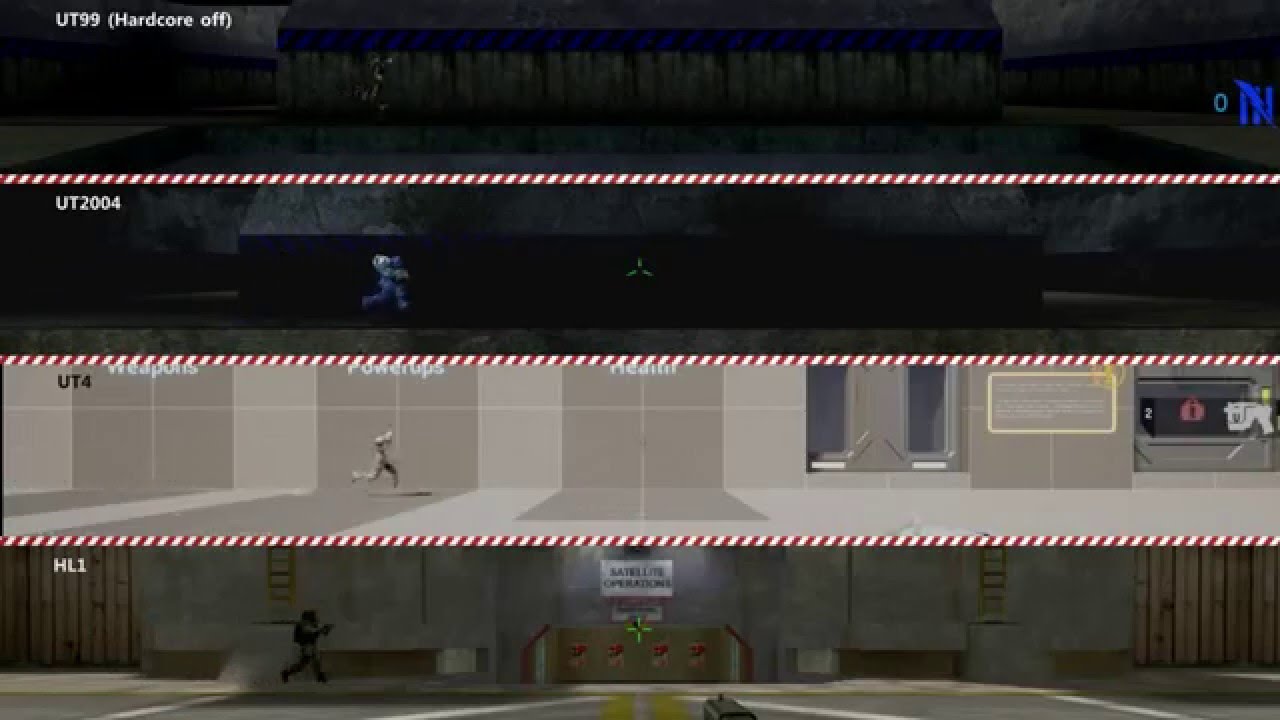 On-Screen Speed Comparison 2: UT99 (Classic mode), UT2004, UT4, HL1 ...