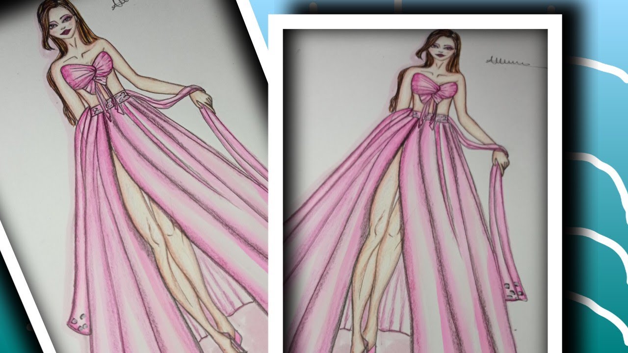How To Draw A Mirror Dress||watercolor dress design||fashion tutorial ...