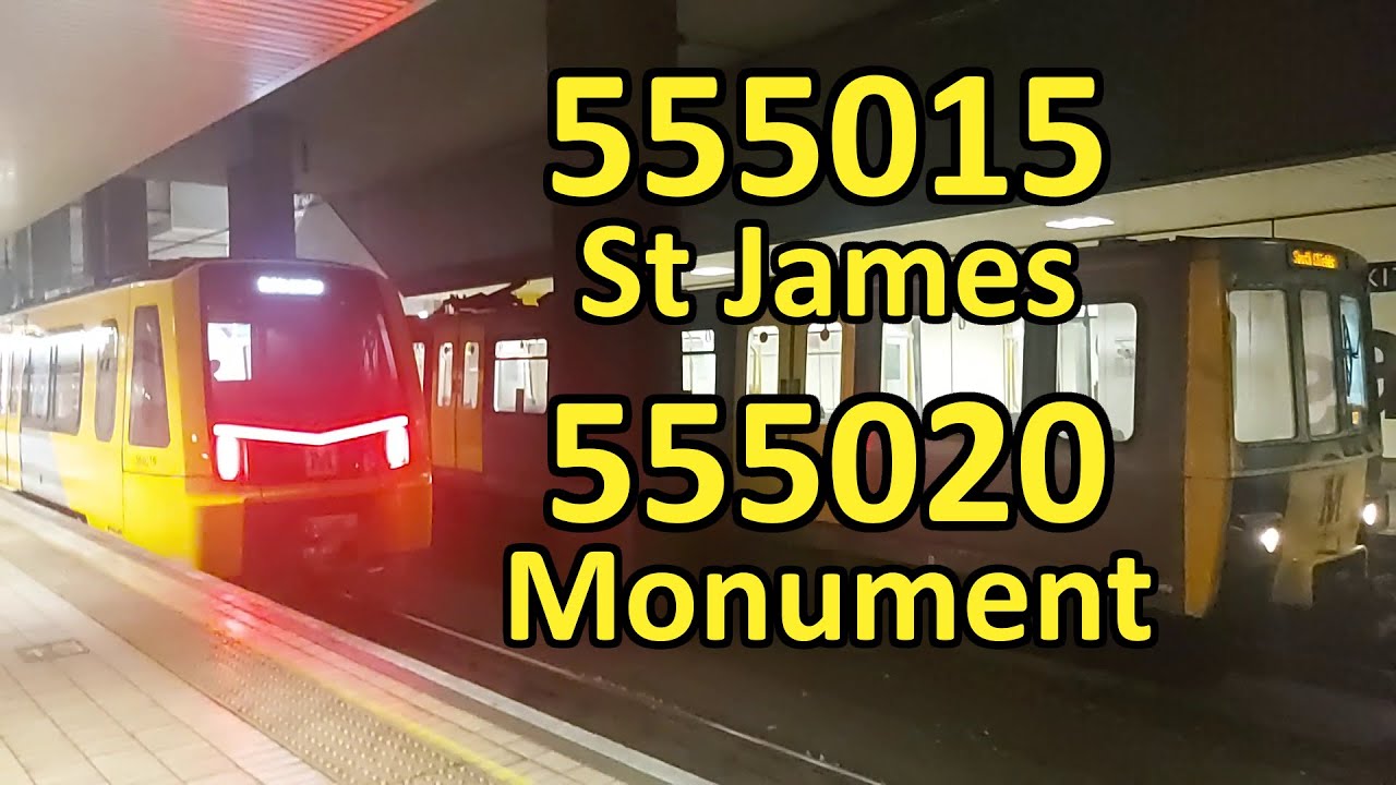 Tyne and Wear Metro daylight tests - 555015 at St James and 555020 at ...
