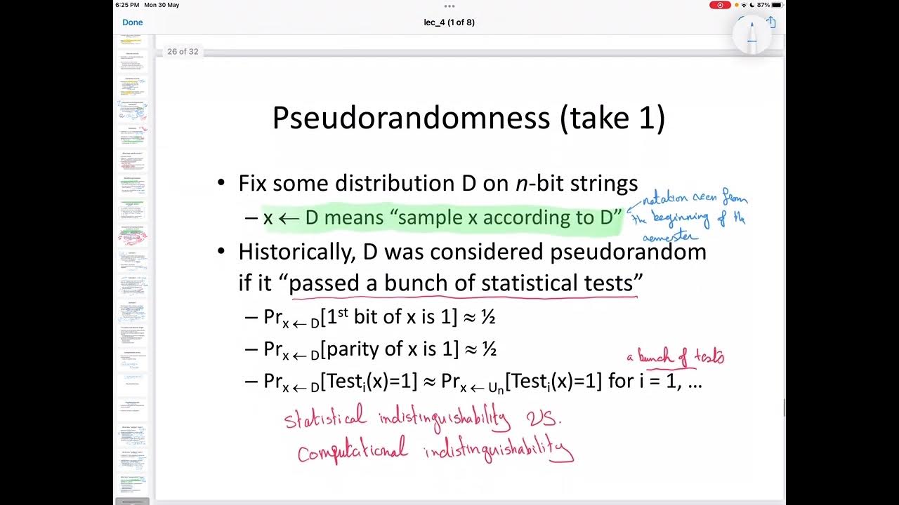 Lecture 7: Pseudorandom Generators - YouTube