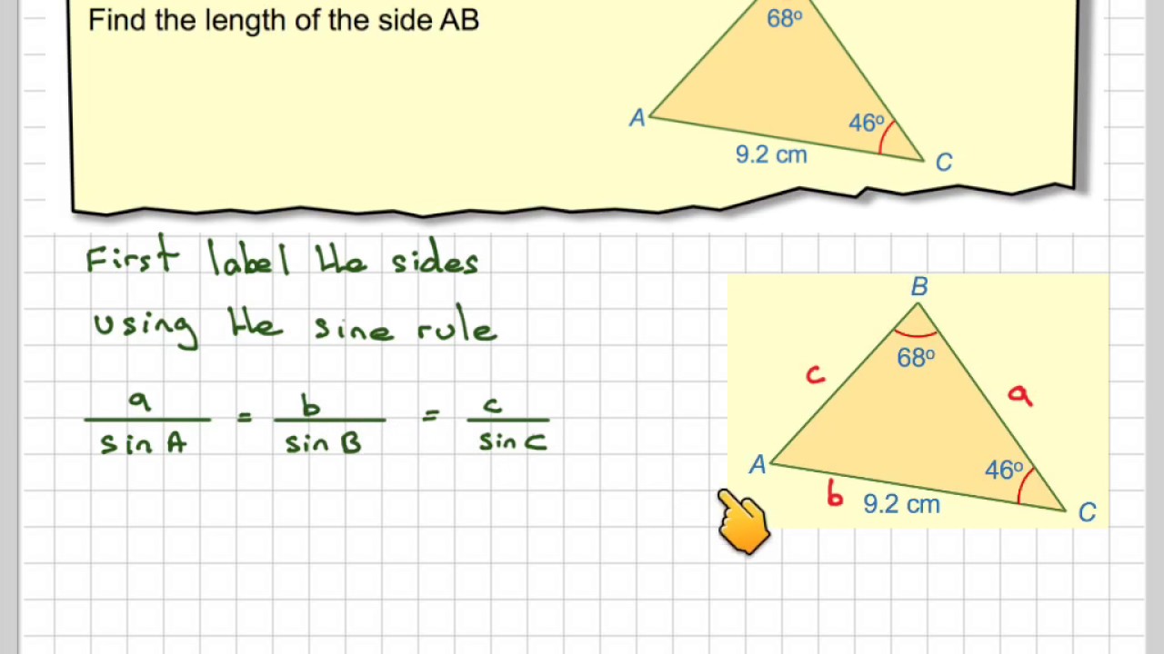 Finding a length using the sine rule - YouTube