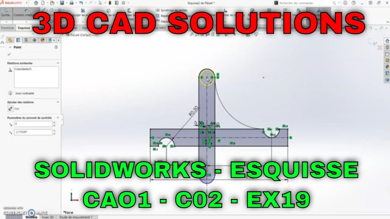 Solidworks - CAO 1 - Cours 02 - Exercice 19 - Esquisse - YouTube