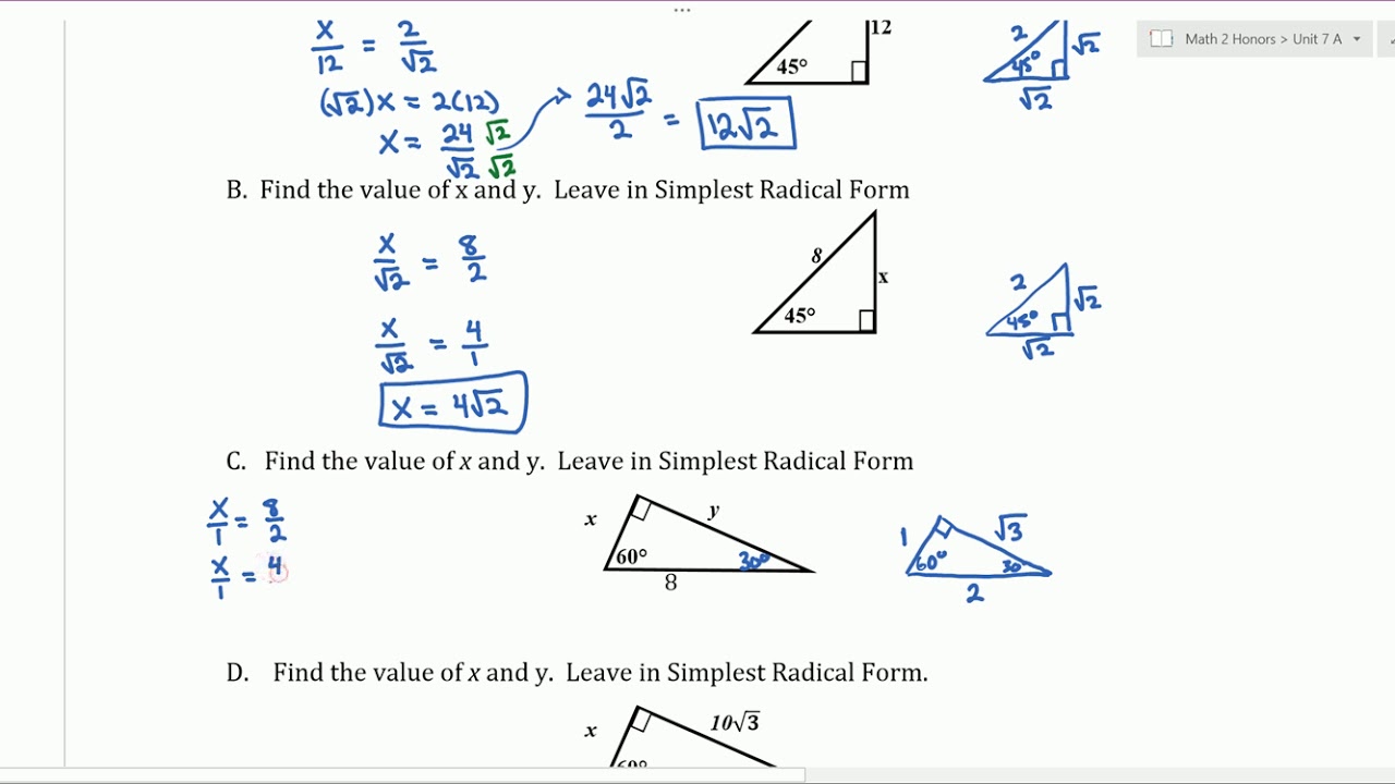 Trigonometry Part 1 Review (M2 U7A) - YouTube