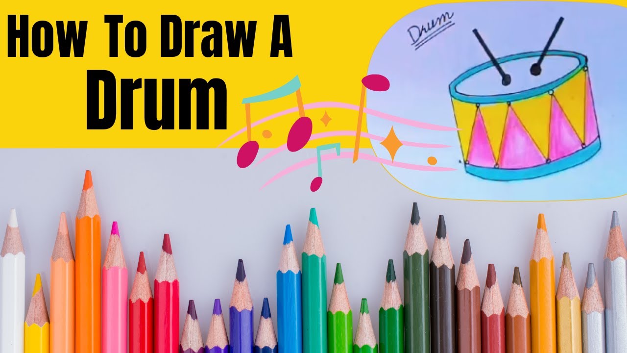 How to draw a drum 🥁 || Drum Drawing easy step by step || Drawing Drum ...