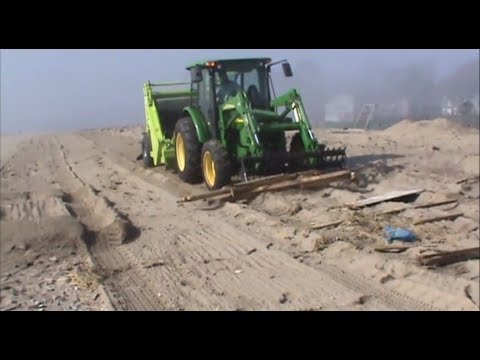 Hurricane Sandy Beach Cleanup with Beach Cleaning Machine - YouTube