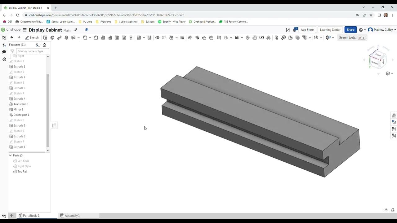 Onshape Tutorial 2 - Display Cabinet Top and Bottom Rail - YouTube