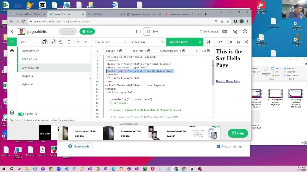06 Debugging HTML and Javascript using the Browsers Console - YouTube