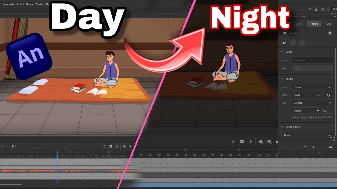 Create Day Night Scene In Adobe Animate CC | How To Create Night Scene ...