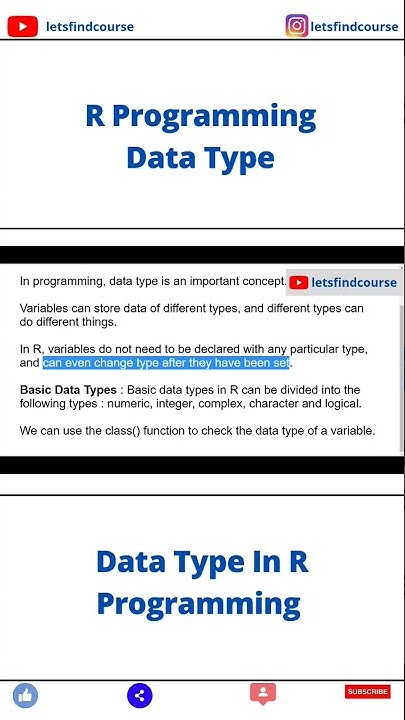 Data Type In R Programming Language Rprogramming Youtube
