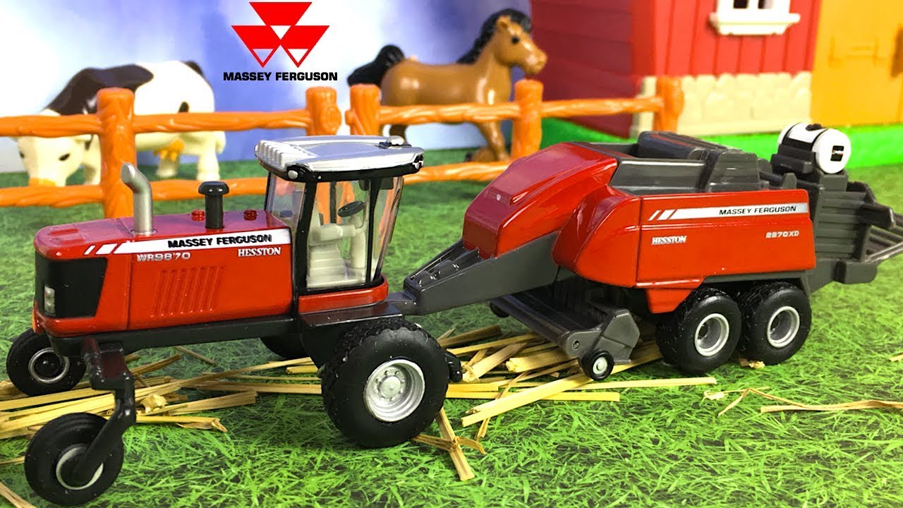 UNBOXING ERTL MASSEY FERGUSON SELF PROPELLED WINDROWER & LARGE SQUARE ...