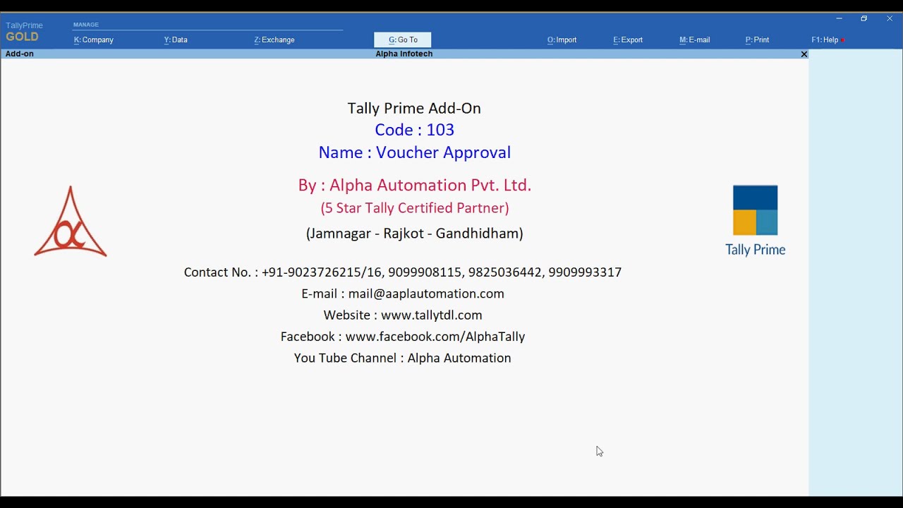 Tally Add On Voucher Approval In Tally Prime Software YouTube Tally Add On Voucher Approval In Tally Prime Software YouTube