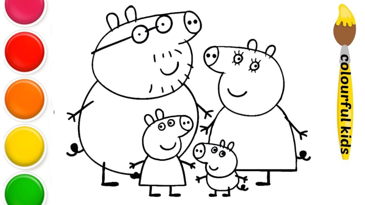 Peppa Pig Family Drawing, painting, & coloring for kids & toddler ...