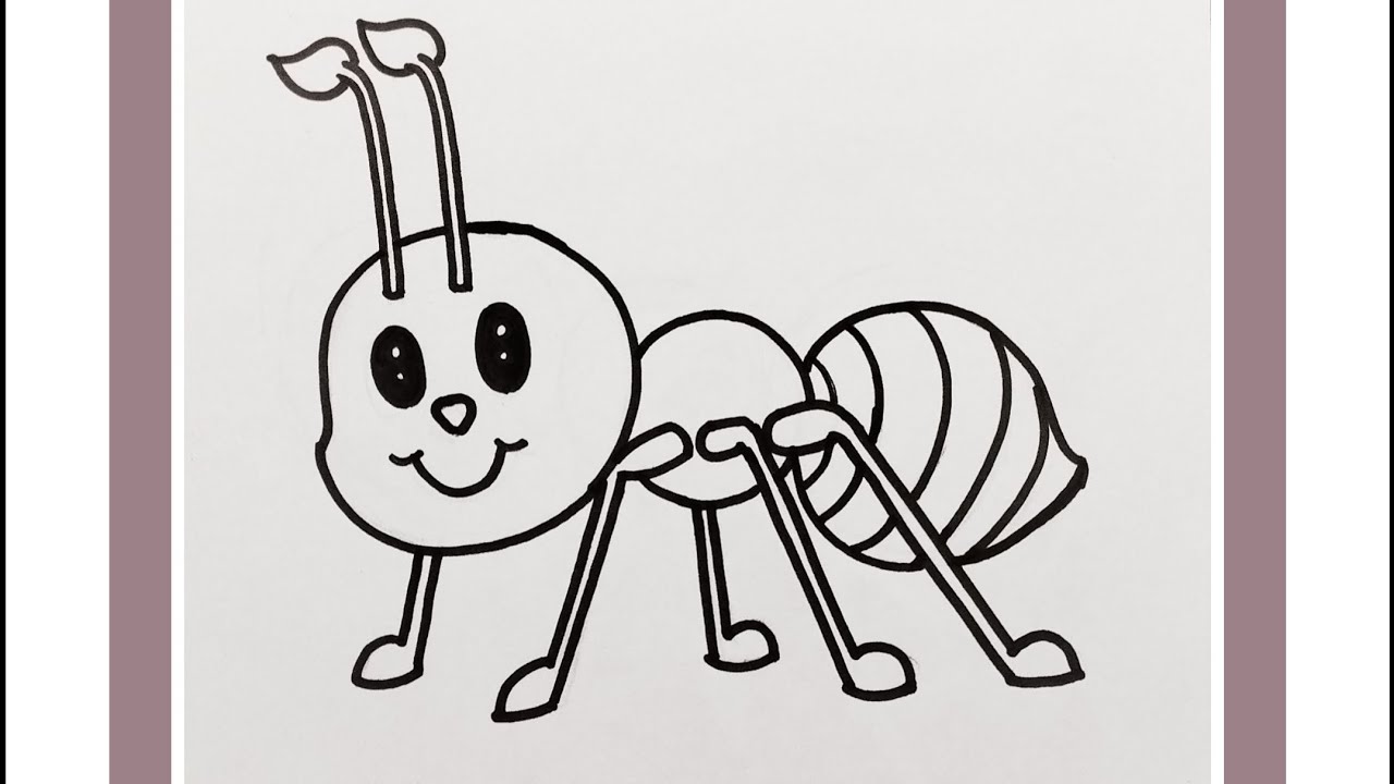 Easy drawing for kids 📝 | How to draw a cute cartoon Ants - YouTube