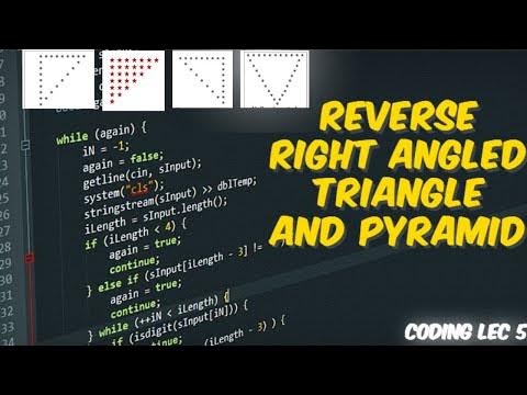 learning how to make reverse right angle triangle and pyramid in C ...