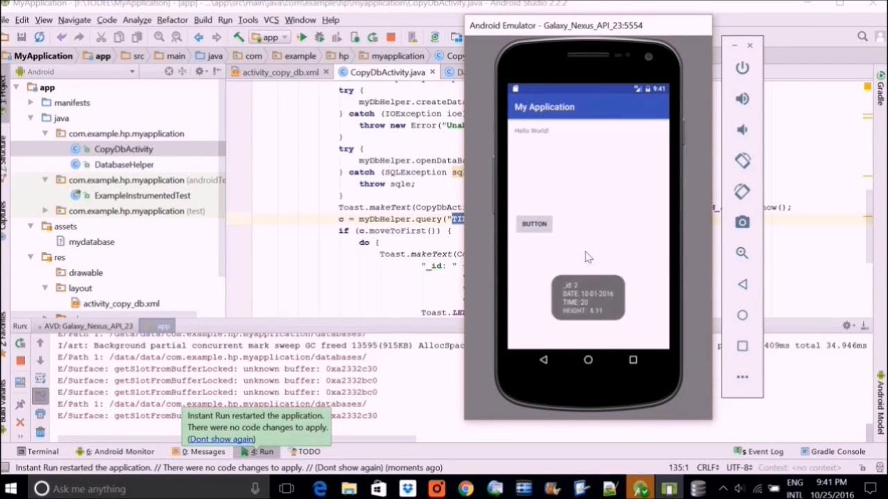 How to Read Existing SQLite Database in Android Studio App | Reading ...
