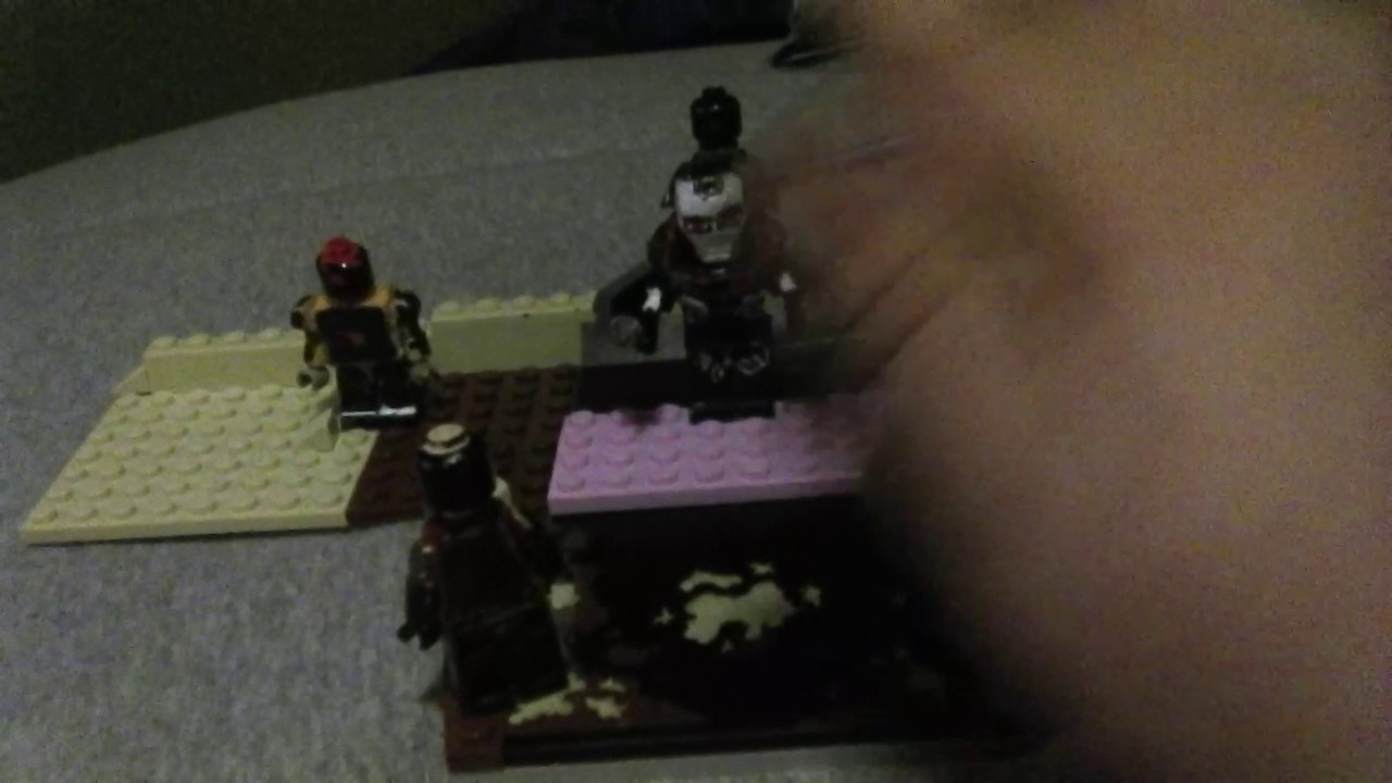my lego iron man and war machine fight hammer drones - YouTube