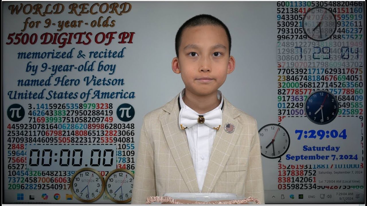 5500 Digits of Pi World Record for 9-year-olds memorized & orally ...
