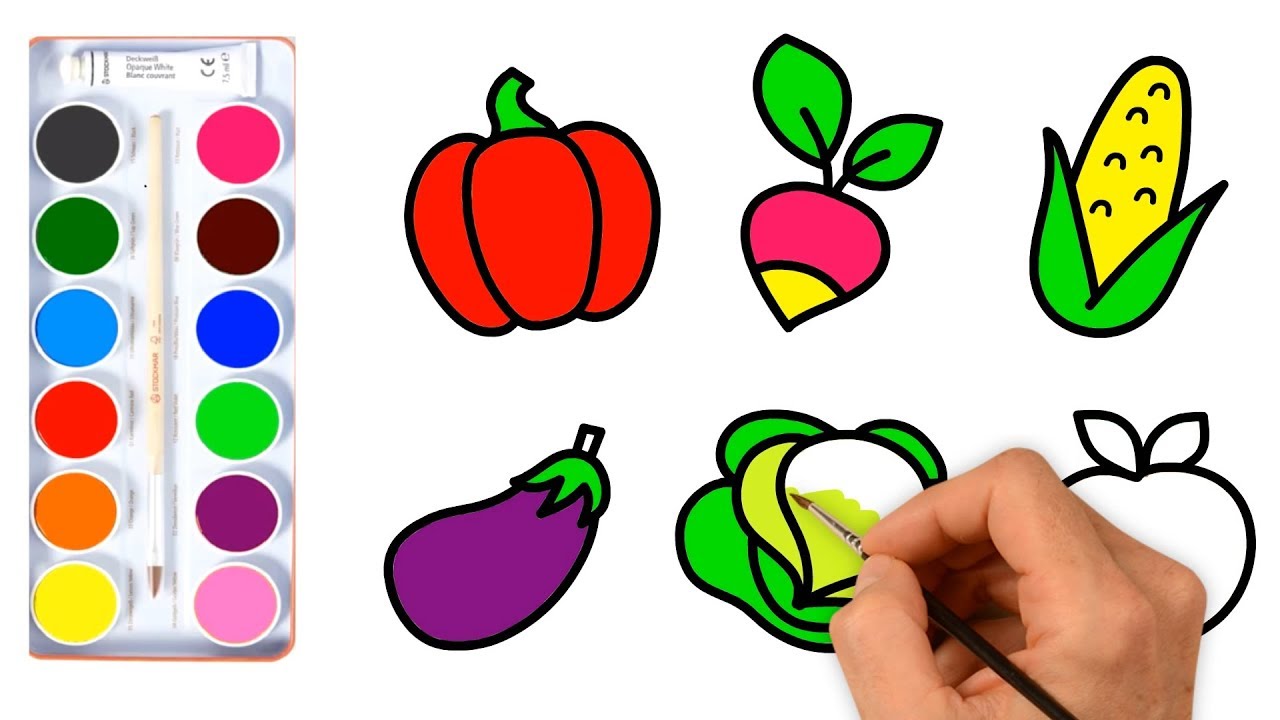 How to draw Set Vegetables for KIDS - YouTube
