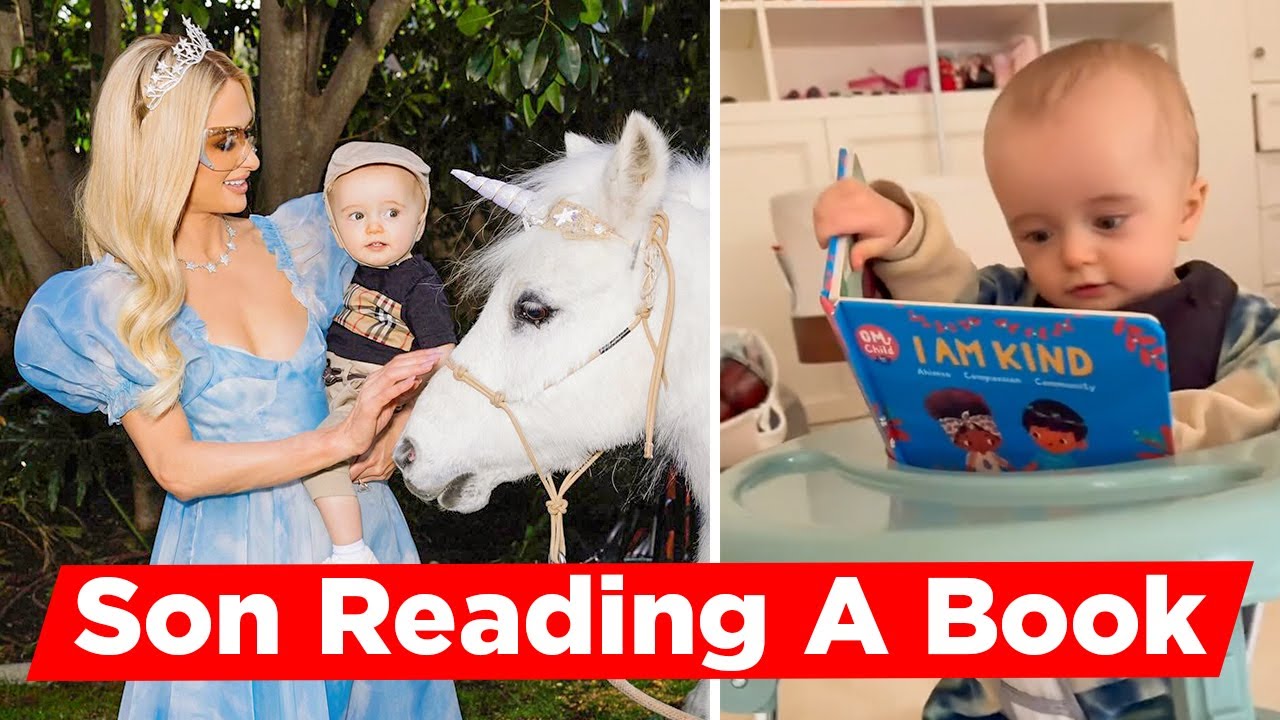 Paris Hilton's Adorable Son Phoenix Growing Up He Reading A Book - YouTube