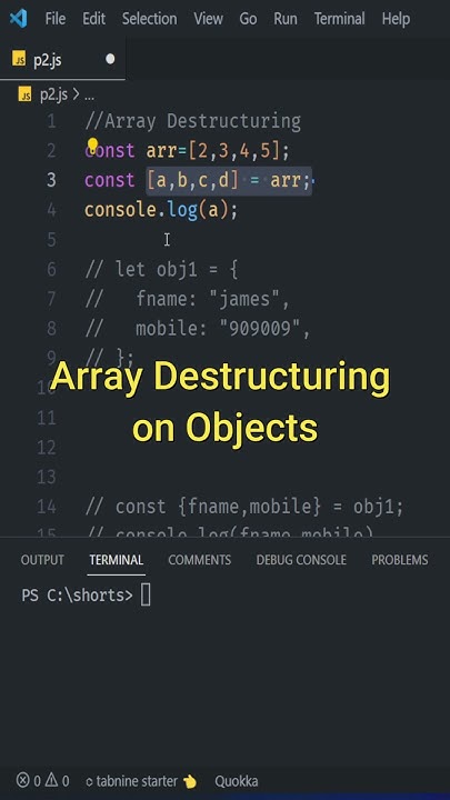 Array destructuring with Javascript Objects #shorts #youtubeshorts #Array #javascript #node ...