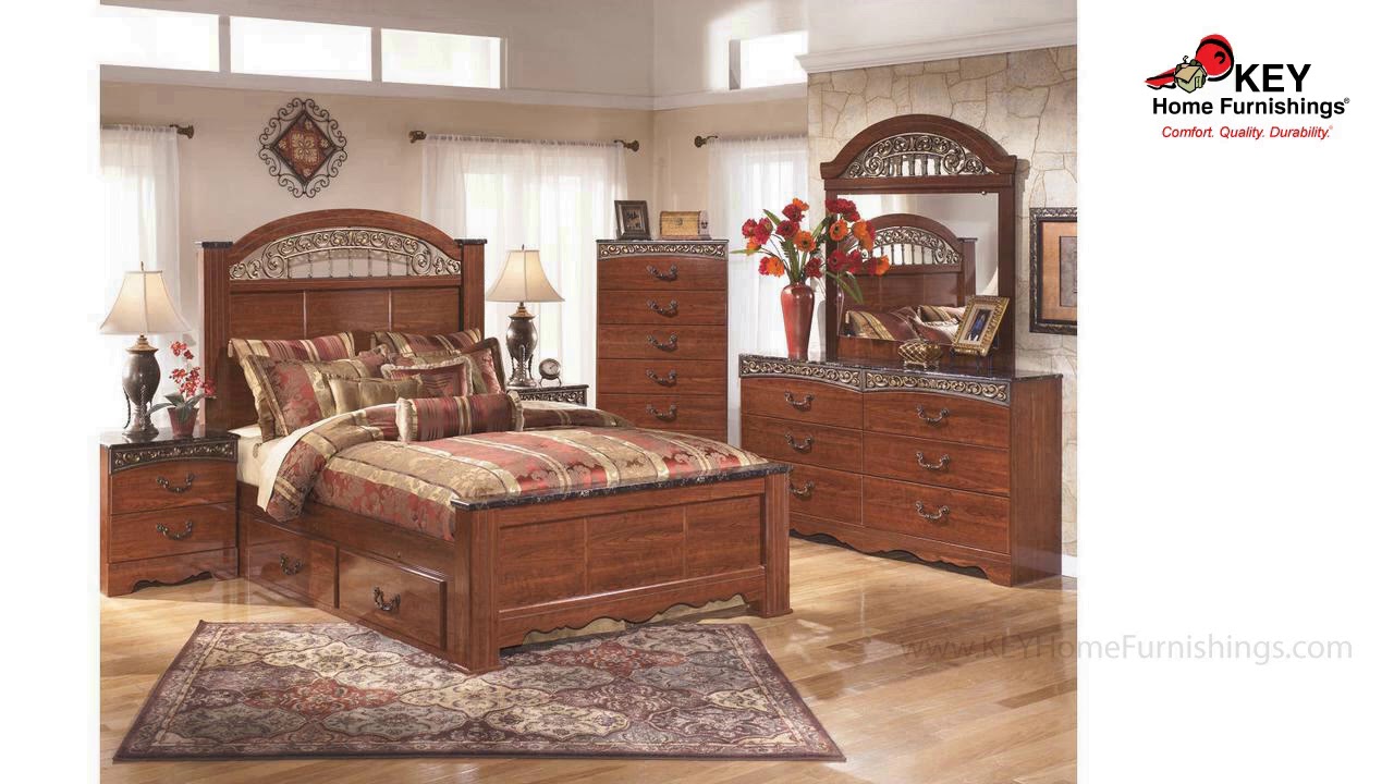 Ashley Fairbrooks Estate Queen Poster Bed With Storage B105QTB | KEY ...
