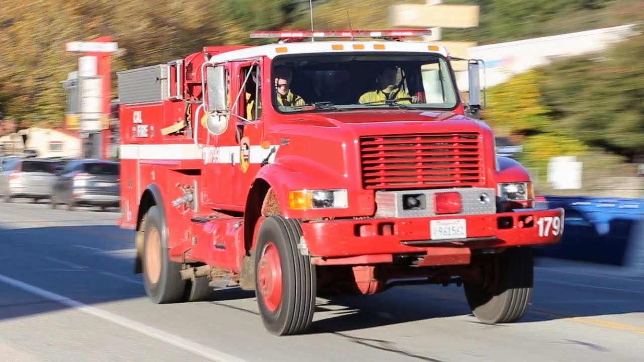 Old CAL FIRE Engine, AMR Supervisor and FFD Respond Code 3 to a Vehicle ...