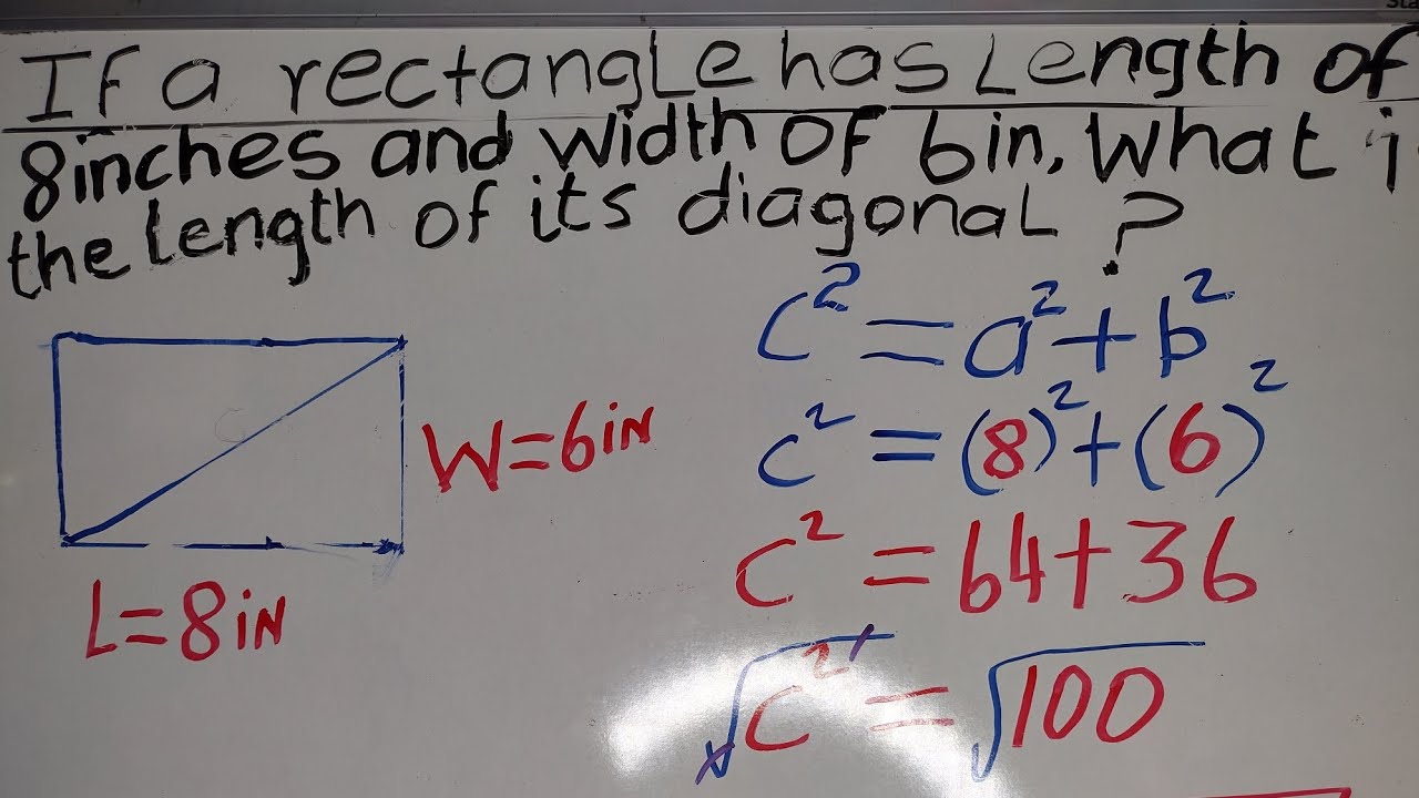 Finding the diagonal of a rectangle (English) - YouTube