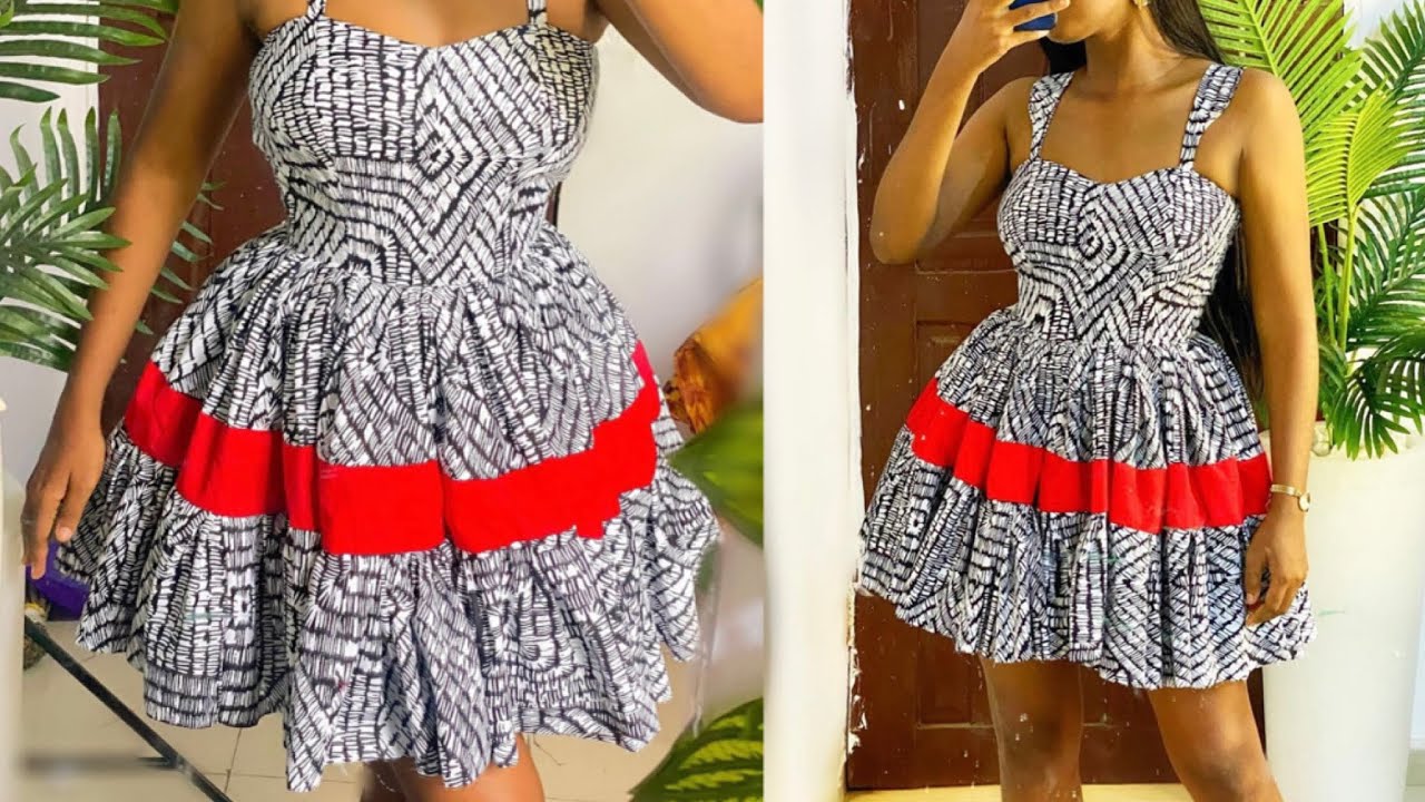 How to Cut and sew a Simple Stylish Gathered dresses with a simple red ...