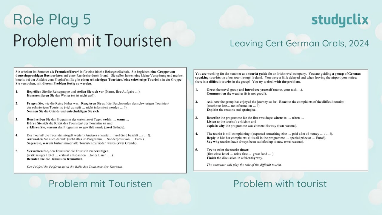 Problem mit Touristen - German Oral Role Play 5 | Leaving Cert German - YouTube