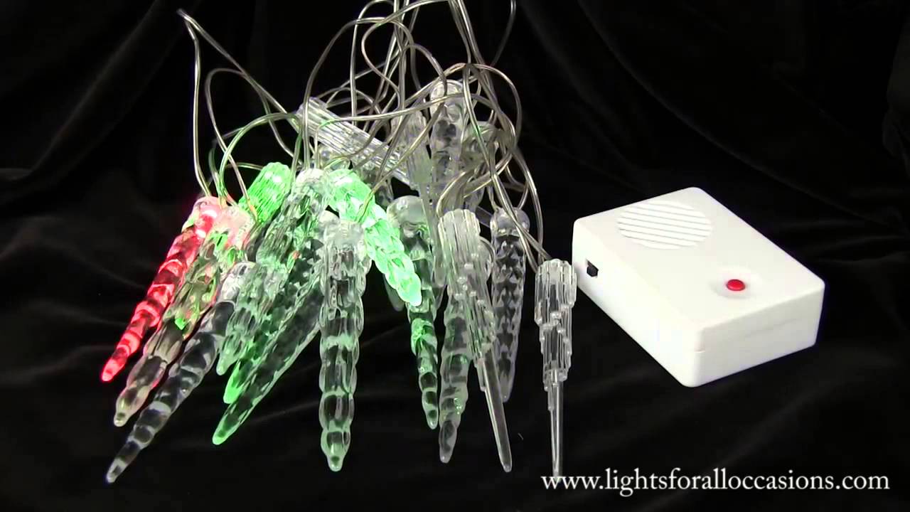 String Lights, 20 Color Changing Musical Icicles, Battery Operated ...