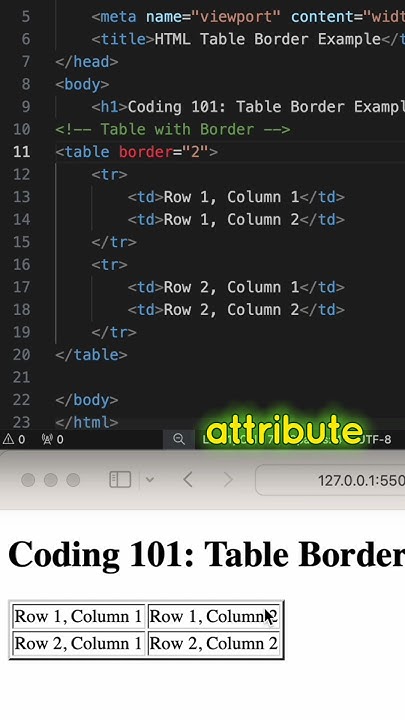 Html Coding Qanda 19 Add A Border To A Table In Html Html Htmlcoding Css Shorts Youtube