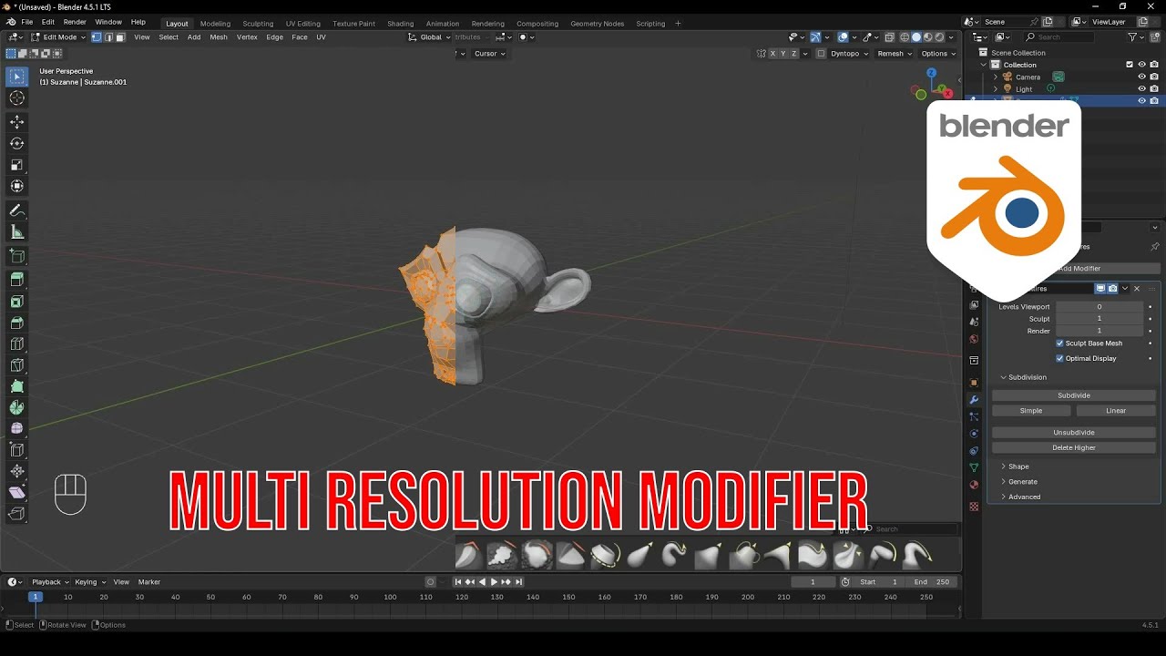 Blender 4.5 Multi Resolution Modifier Explained, Part 21 Tutorial - YouTube