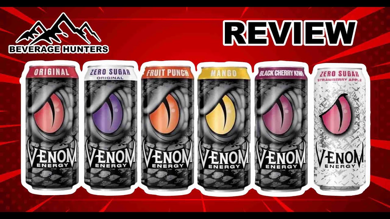 Venom Energy full line up review Throwback energy drinks - YouTube