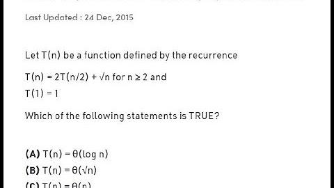 GATE CS/IT PYQ RECURRENCE RELATION | ALGORITHMS | B.TECH | PROBLEM-SOLVING | PRACTICE QUESTIONS ...