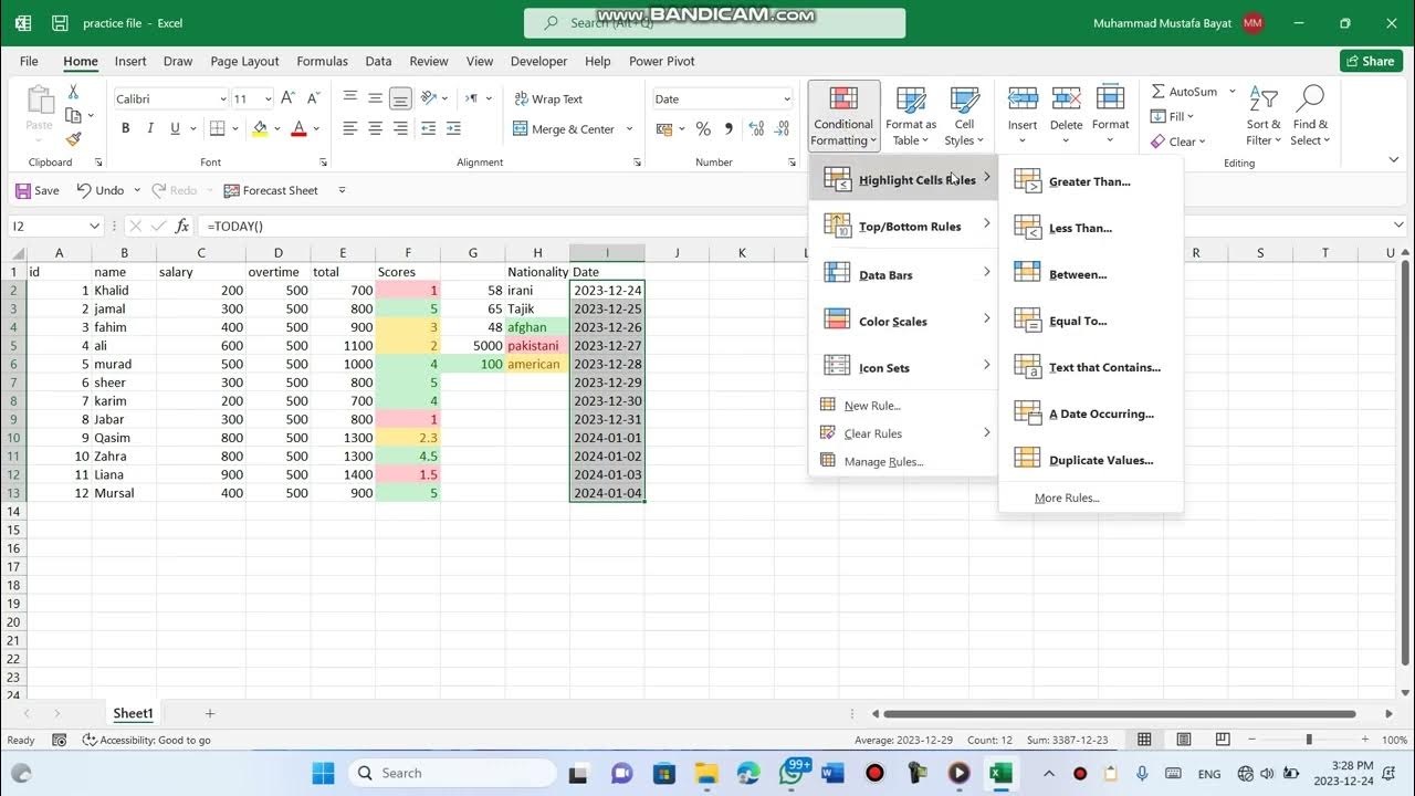 7 .Conditional formatting - YouTube