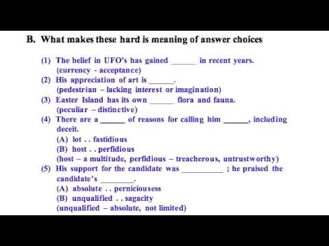 SAT Critical Reading Overview (1 of 2) - Sentence Completion - YouTube
