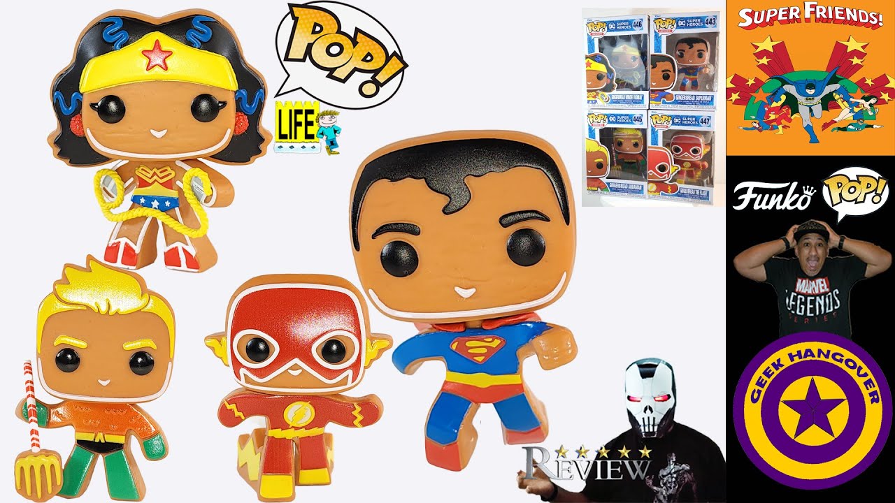 Funko Pop DC Gingerbread Flash Wonder Woman Superman Aquaman Review ...